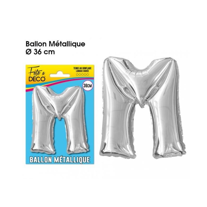 BALLON METAL ARGENT LETTRE M - Ouest Fetes