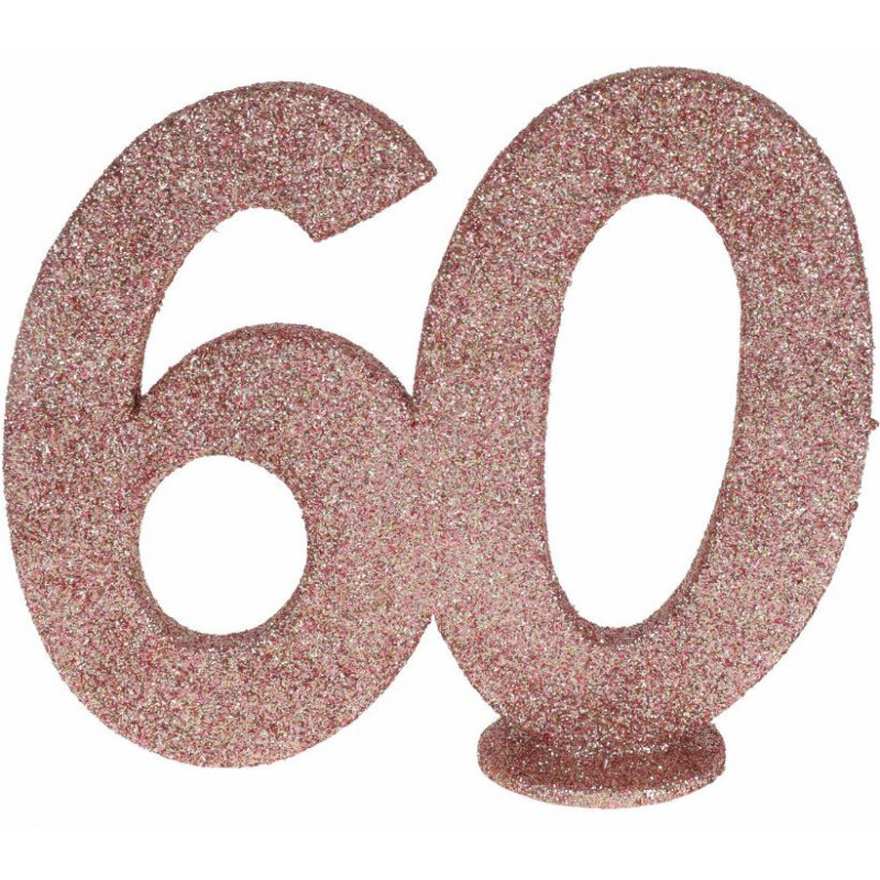 CENTRE DE TABLE CHIFFRE ANNIVERSAIRE 60 ANS ROSE GOLD - Ouest Fetes